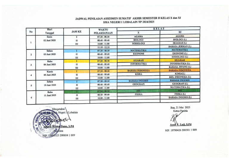 Jadwal Asas 20242025 | PDF