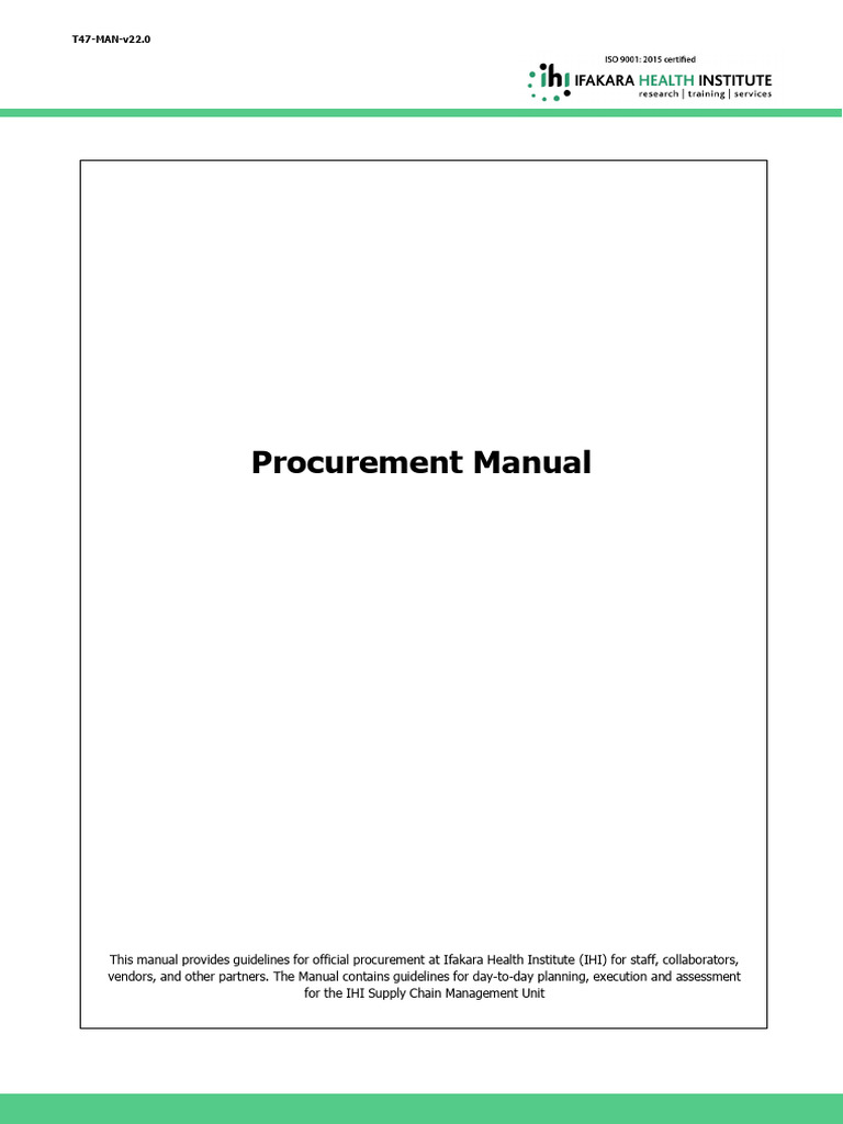 Ifakara Health Institute Procurement Manual - March 2023 | PDF ...