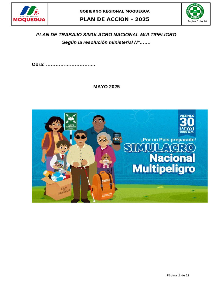 Paso 2. - Anexo 3 Elaboracion y Ejecucion Del Plan de Simulacro | PDF | Peligros geológicos ...