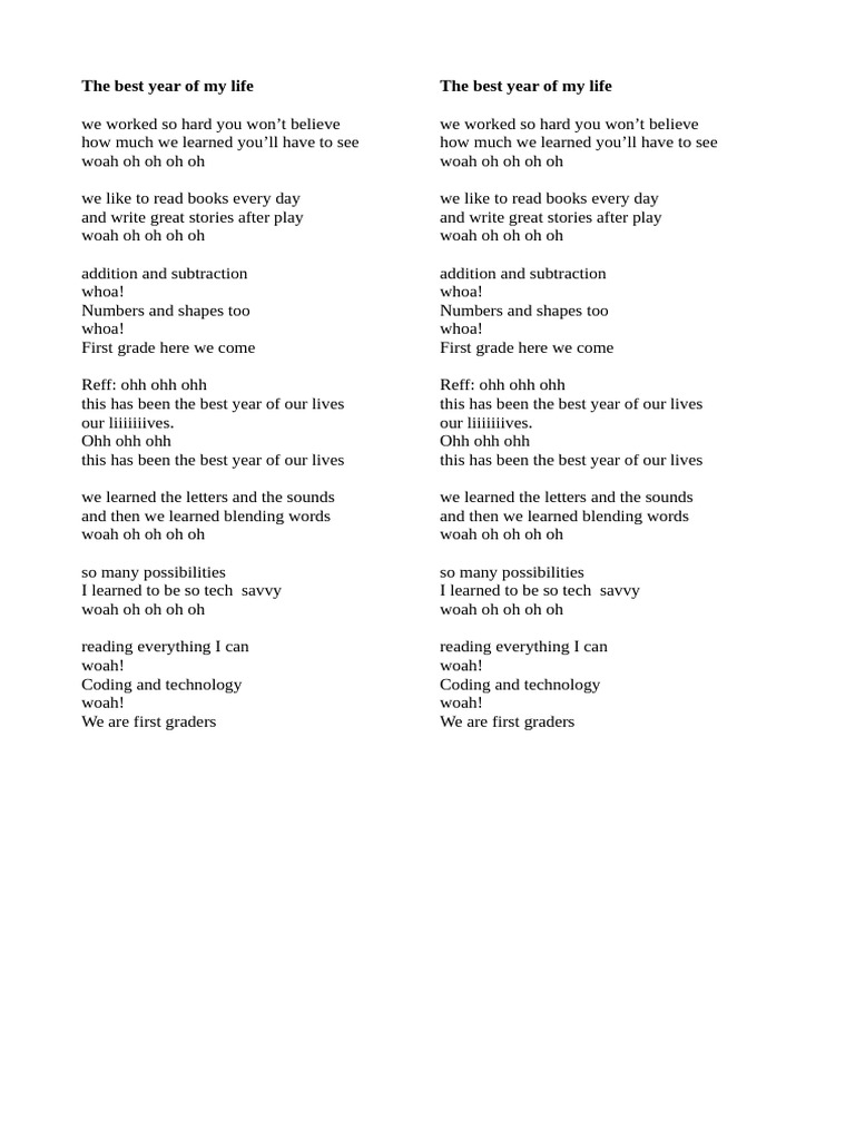 The Best Year of Our Lives | PDF