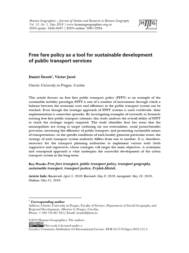 Free Fare Public Transport Policy Analysis | PDF | Public Transport ...