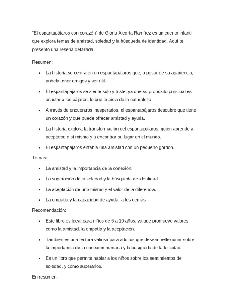 El Espantapajaros Con Corazon | PDF