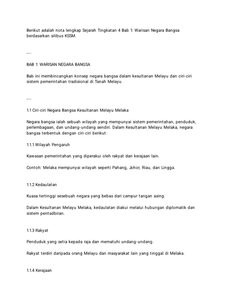 Sejarah Ting. 4 Bab 1 | PDF