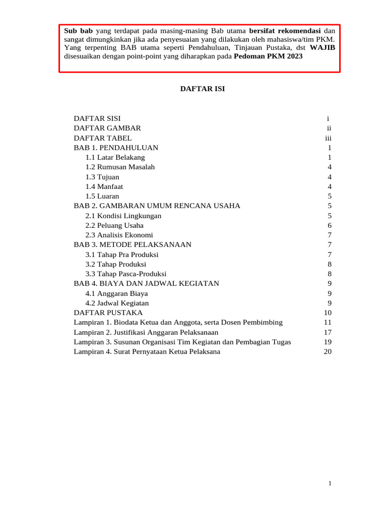 Template Proposal PKM-K 2023 | PDF