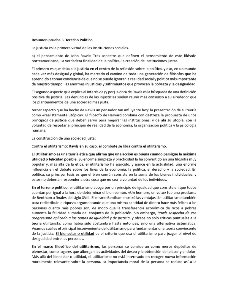 Resumen 3era Prueba Derecho Político JR | PDF | Aguas territoriales | John Rawls