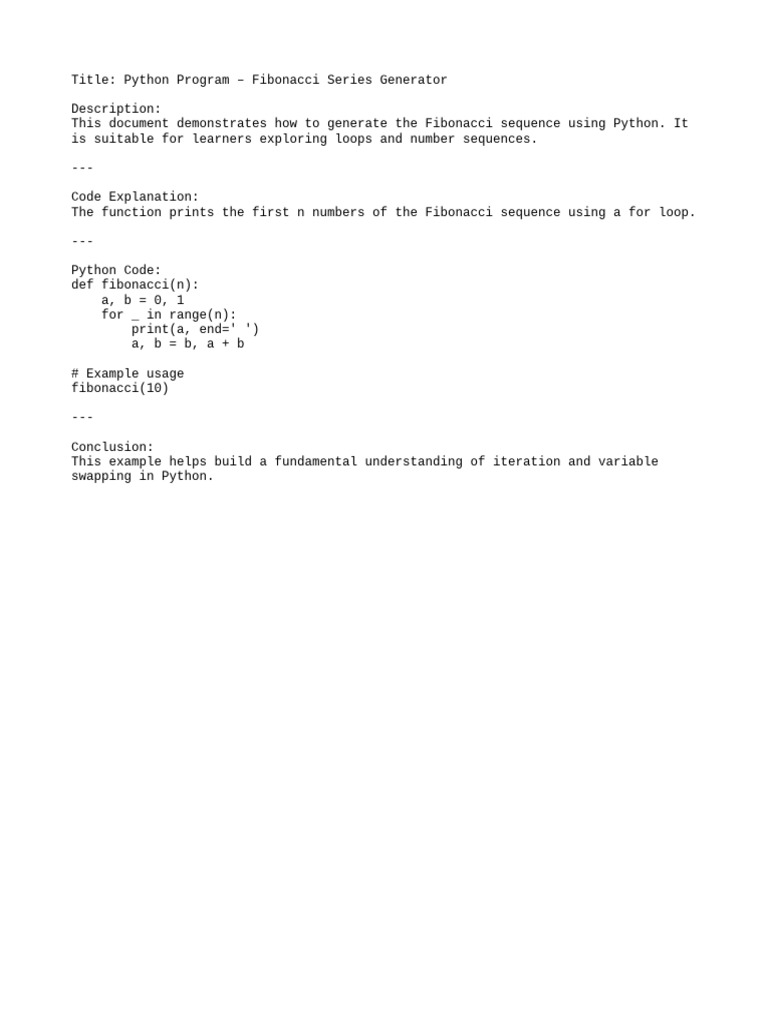 02 Fibonacci Series | PDF
