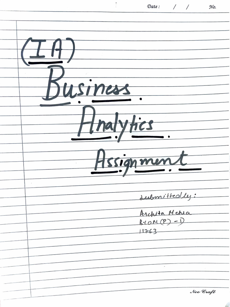 Business analytics assignment | PDF