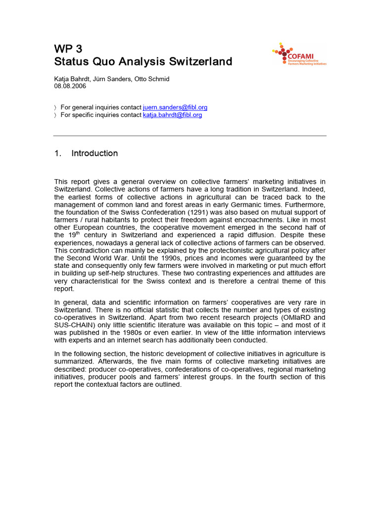 Migros-03-WP3 Status Quo CH | PDF | Cooperative | Switzerland