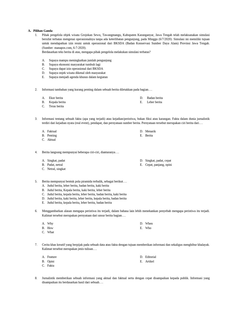 Kisi-kisi Pat Bindo Kelas 11 | PDF