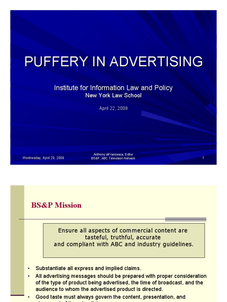 Puffery in Advertising | PDF | Pasta | Regulatory Compliance