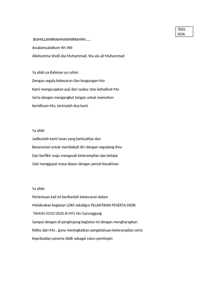 Teks Doa Ldks | PDF