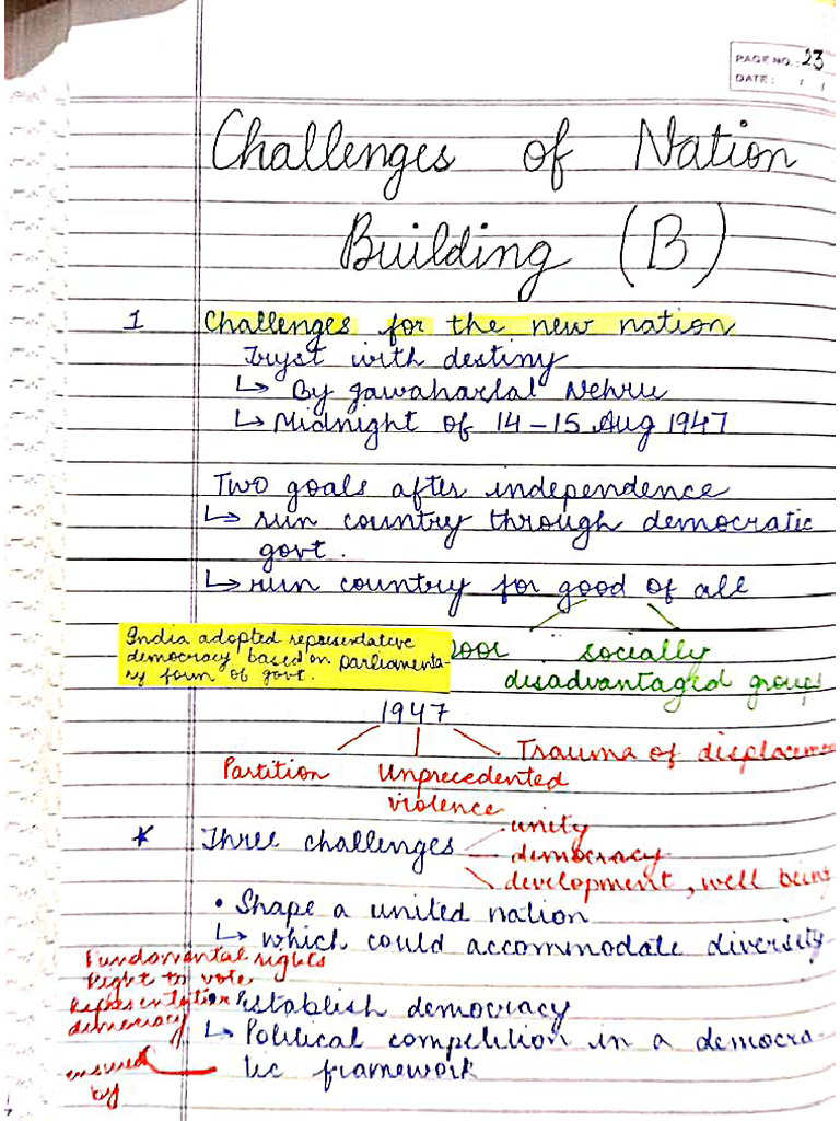 Challenges of Nation Building Notes | PDF