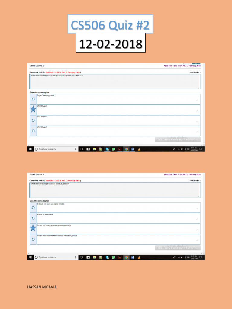 Cs506 Solved Quiz No 2 With Reference | PDF