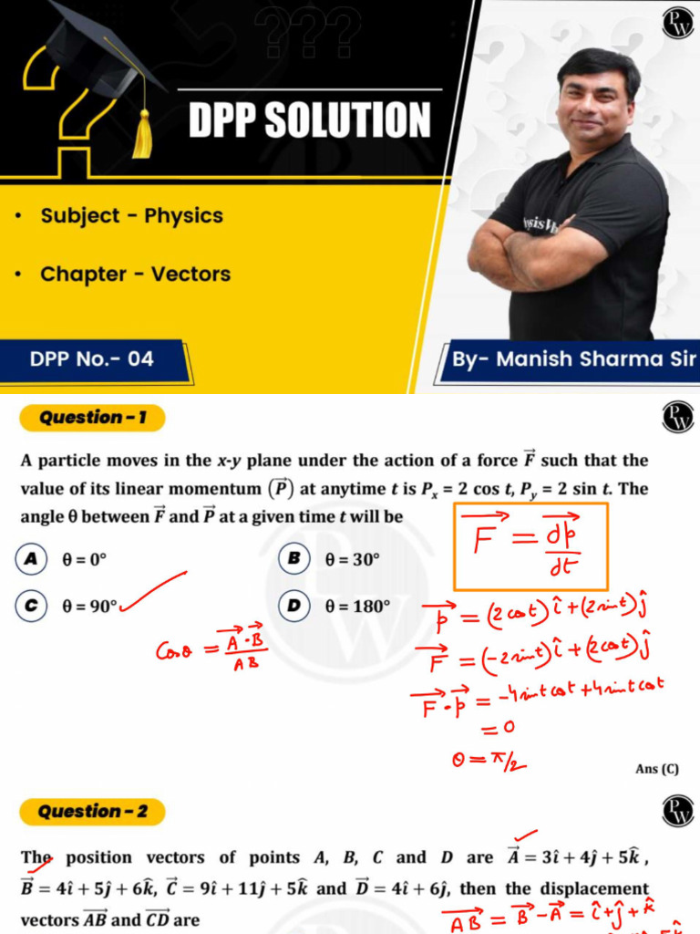 Vectors DPP 04 Solution Notes Arjuna JEE 2.0 ...