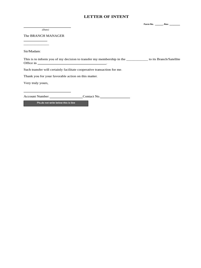 Letter of Intent To Transfer To Other Branch | PDF