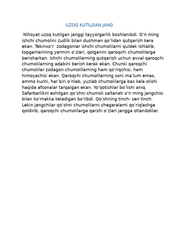 Uzoq Kutilgan Jang | PDF