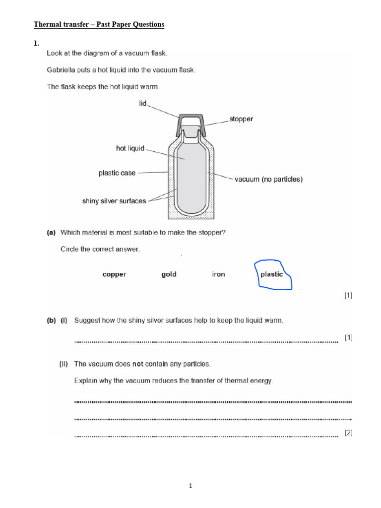 Thermal Energy Transfers Past Paper Questions | PDF