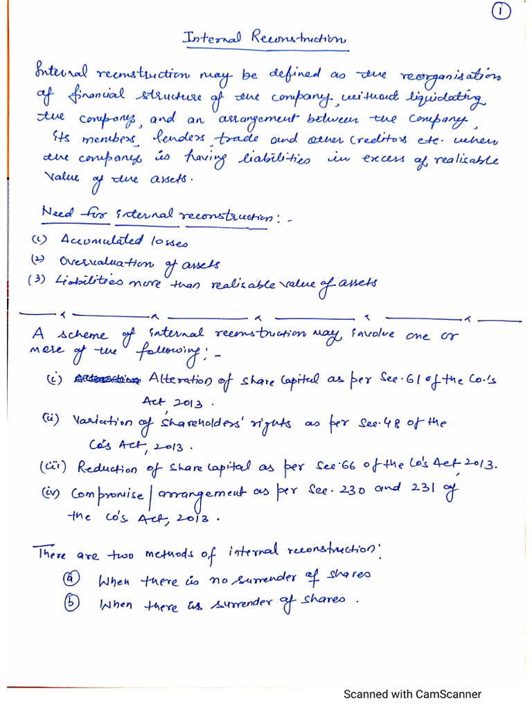 Internal Reconstruction Notes | PDF