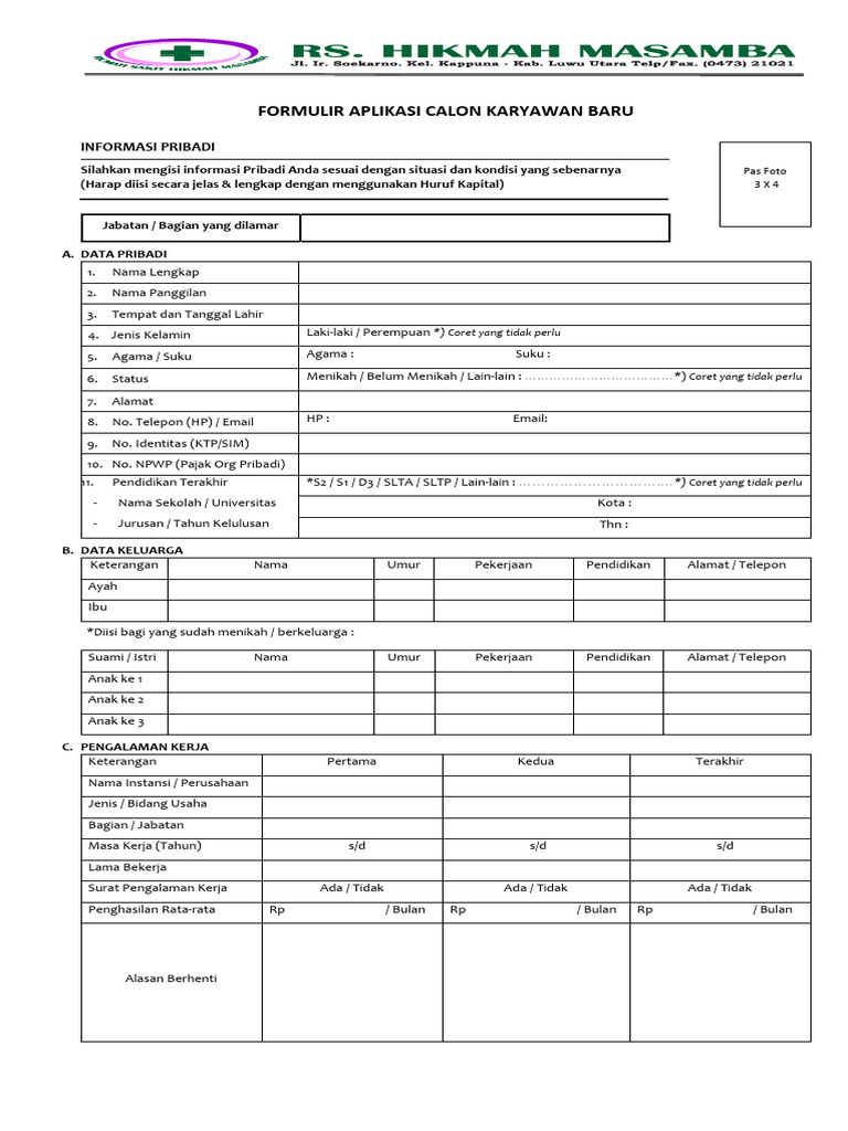 Form Aplikasi Penerimaan Karyawan | PDF
