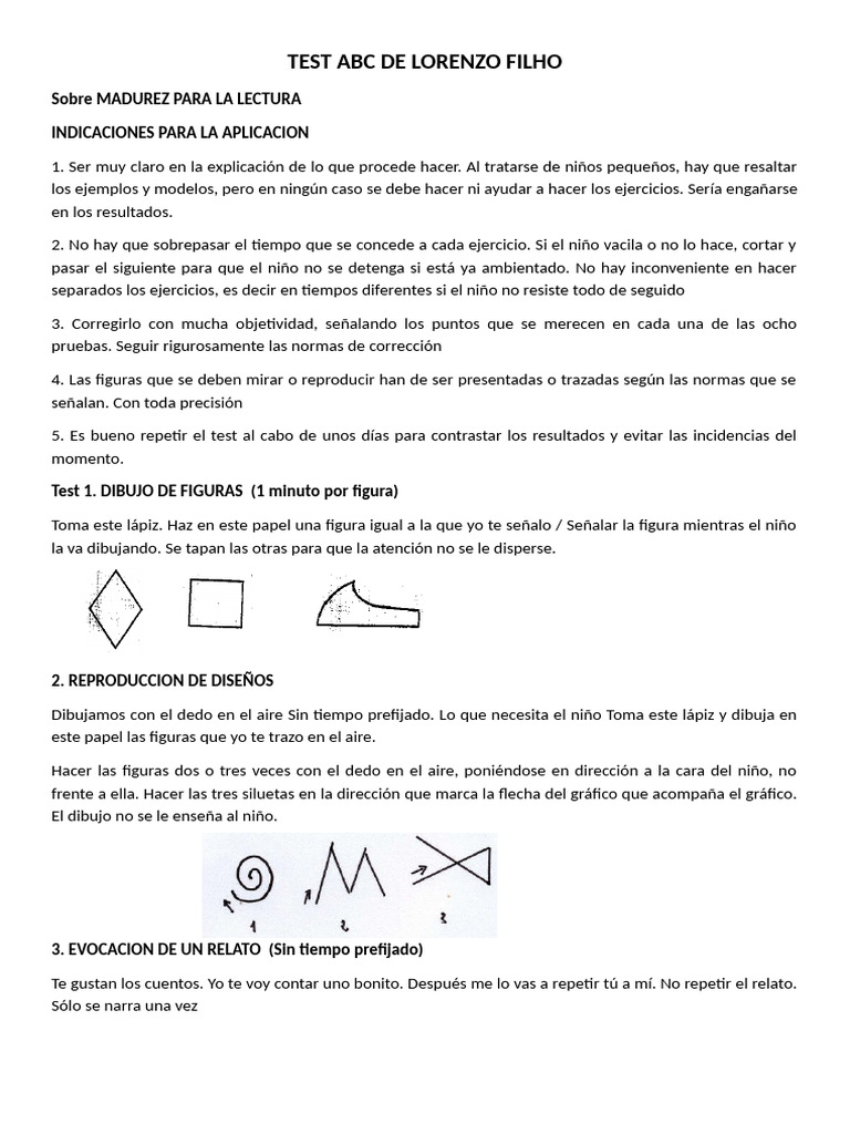 Test ABC de Lorenzo Filho: Guía de Aplicación | PDF