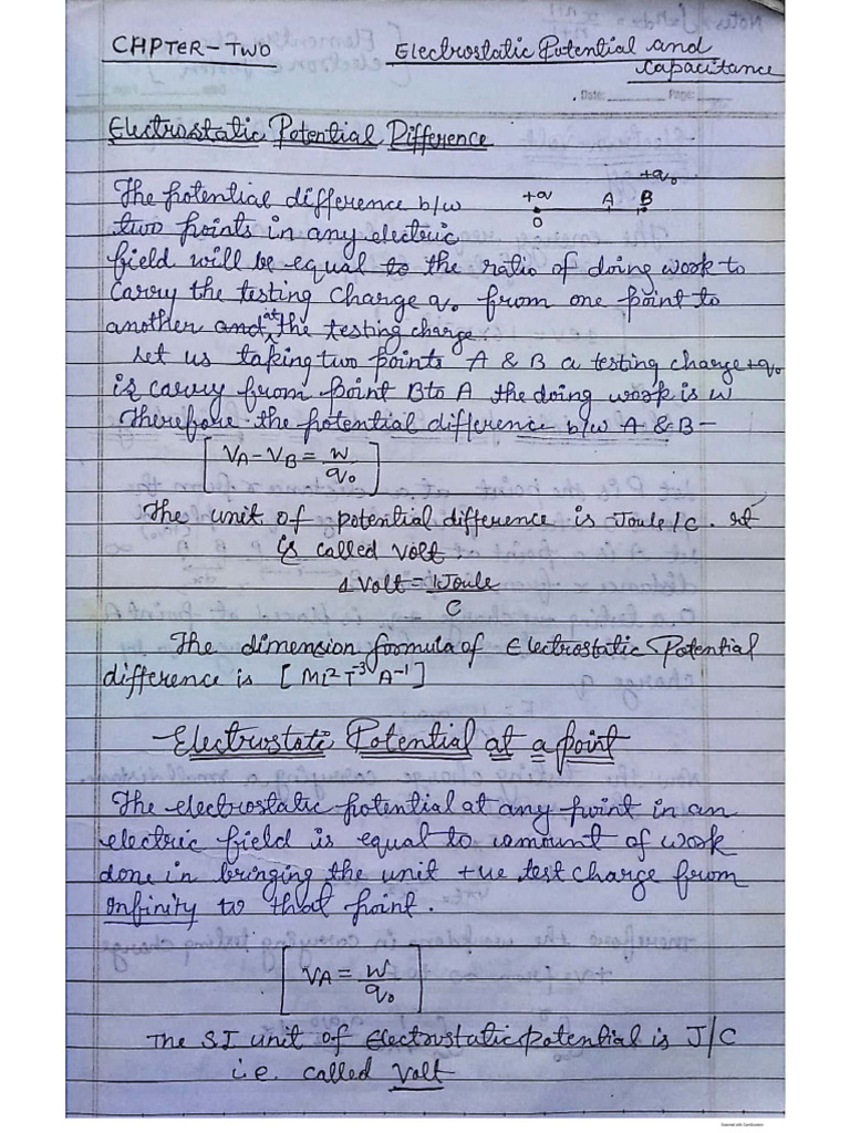 CH-2 Electrostatic Potential and Capacitance | PDF