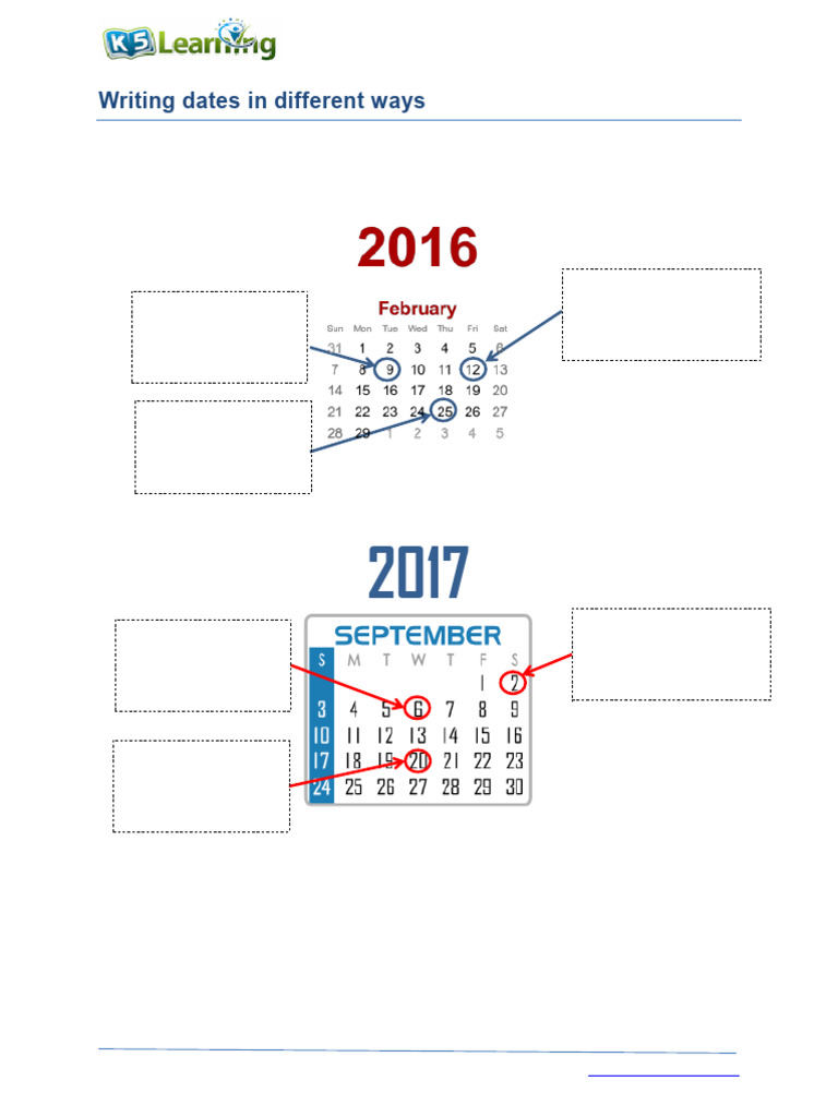 Writing Dates Worksheet for Grade 3 | PDF