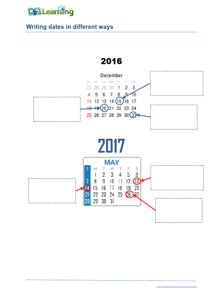 Grade 3 Calendar Writing Dates F | PDF