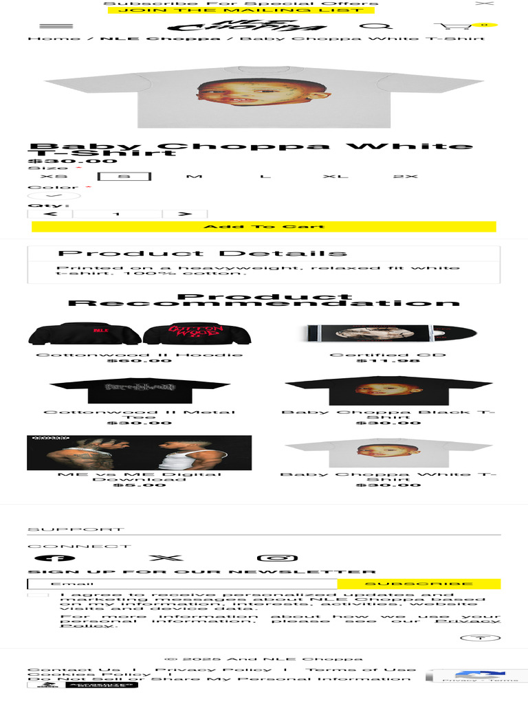 Baby Choppa White T-Shirt NLE Choppa Official Store | PDF