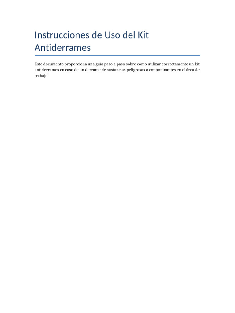 Instrucciones Kit Antiderrames | PDF