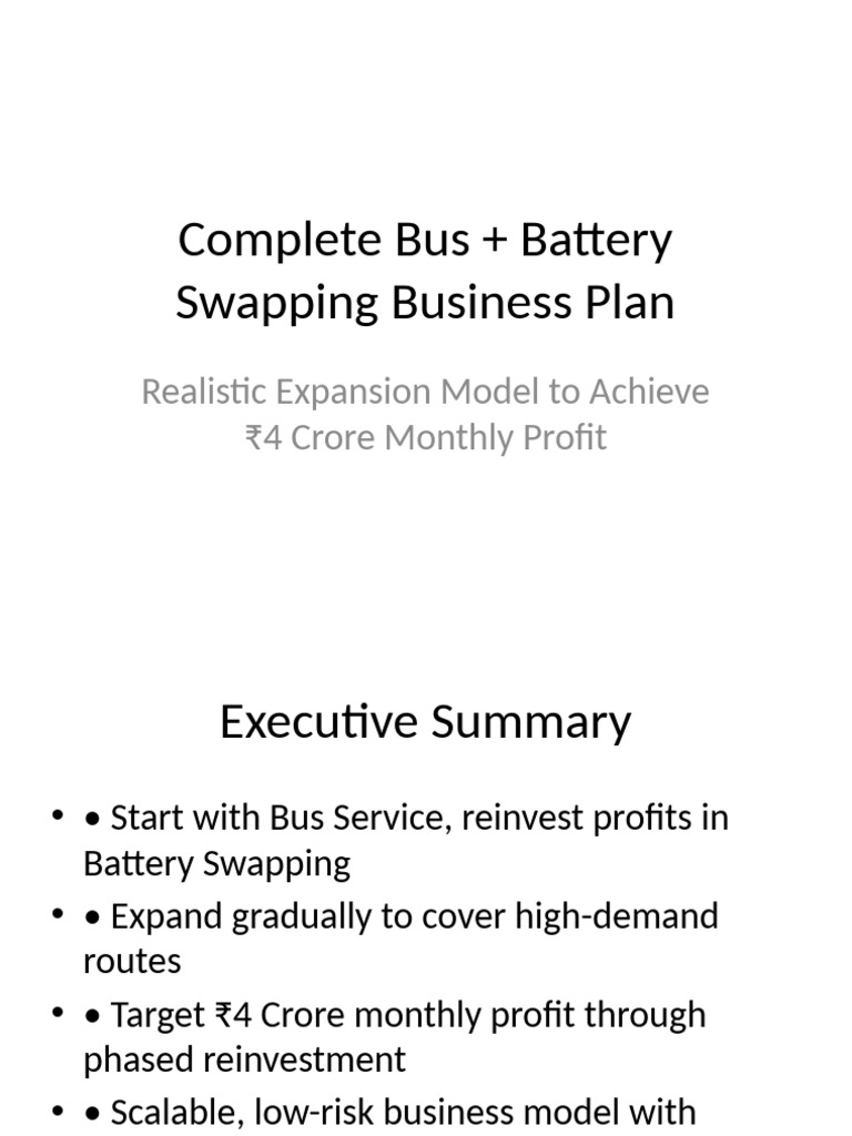 Bus Battery Swapping Business Plan | PDF