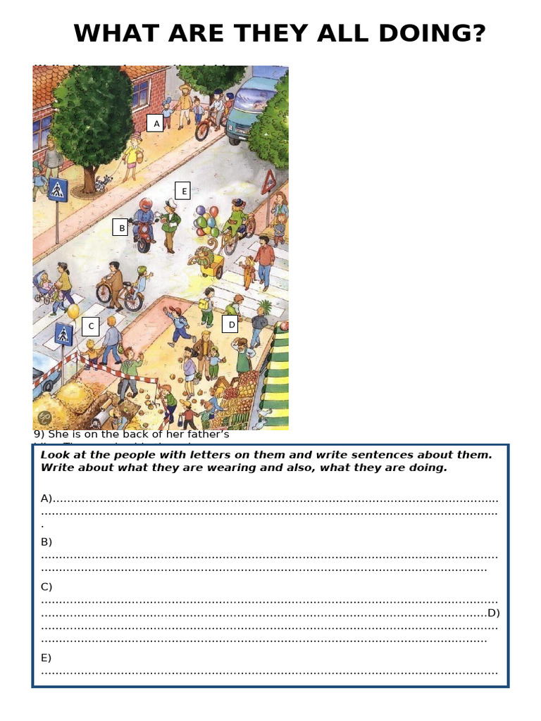 Busy Street Scene Picture Description Exercises - 87026 | PDF