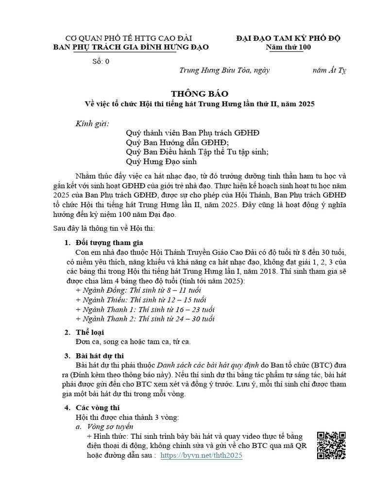 06 - TB Hoi Thi Tieng Hat Trung Hung Lan 2 2025 | PDF