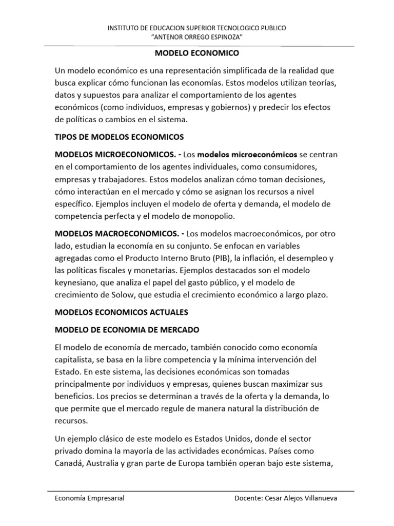 Lectura - Modelo Economico | PDF | Macroeconómica | Microeconomía