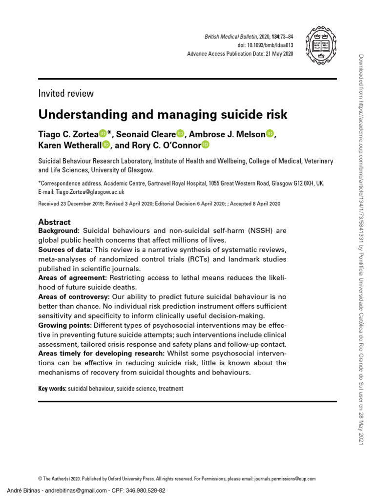 Understanding and Managing Suicide Risk | PDF | Suicide | Self Harm