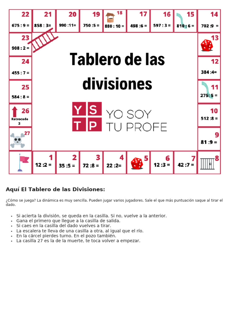 Cómo Jugar al Tablero de Divisiones | PDF