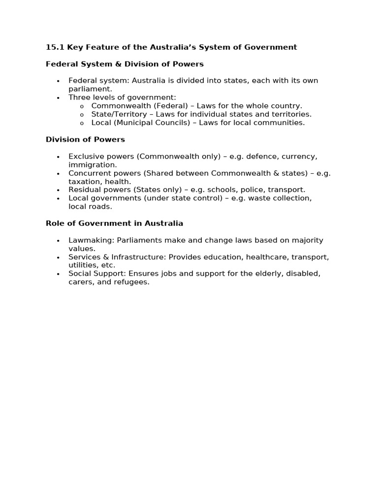 15.1 Australia's System of Government | PDF | Australia | States And ...