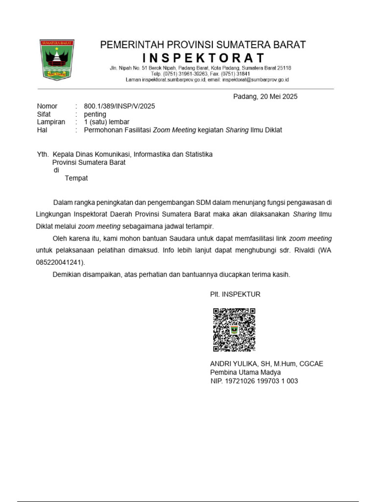 Fasilitasi Zoom Sharing Ilmu Diklat APIP | PDF