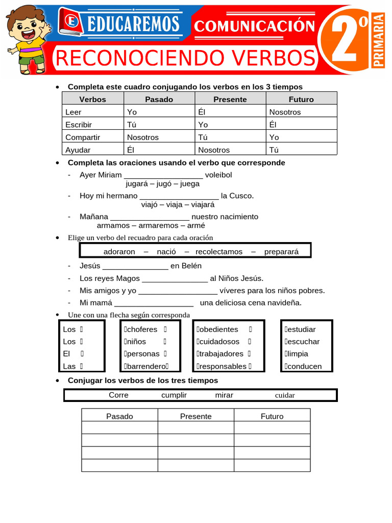 Reconociendo Verbos para Segundo Grado de Primaria | PDF | Verbo