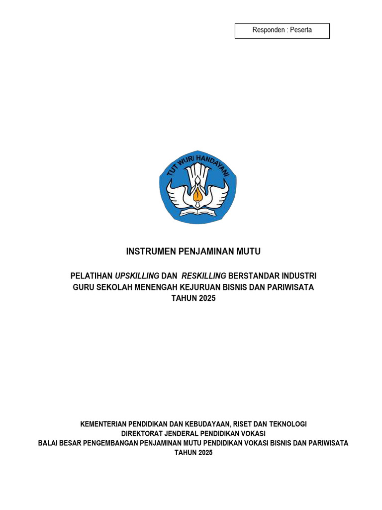 Format 2a.instrumen Penjaminan Mutu - Peserta | PDF