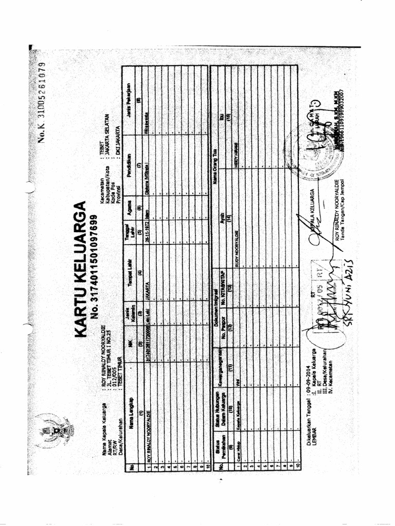 Kartu Keluarga Pak Roy | PDF
