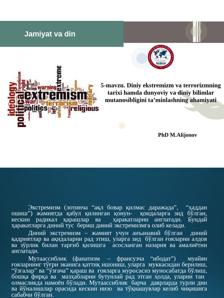 5-Mavzu Jamiyat Va Din | PDF