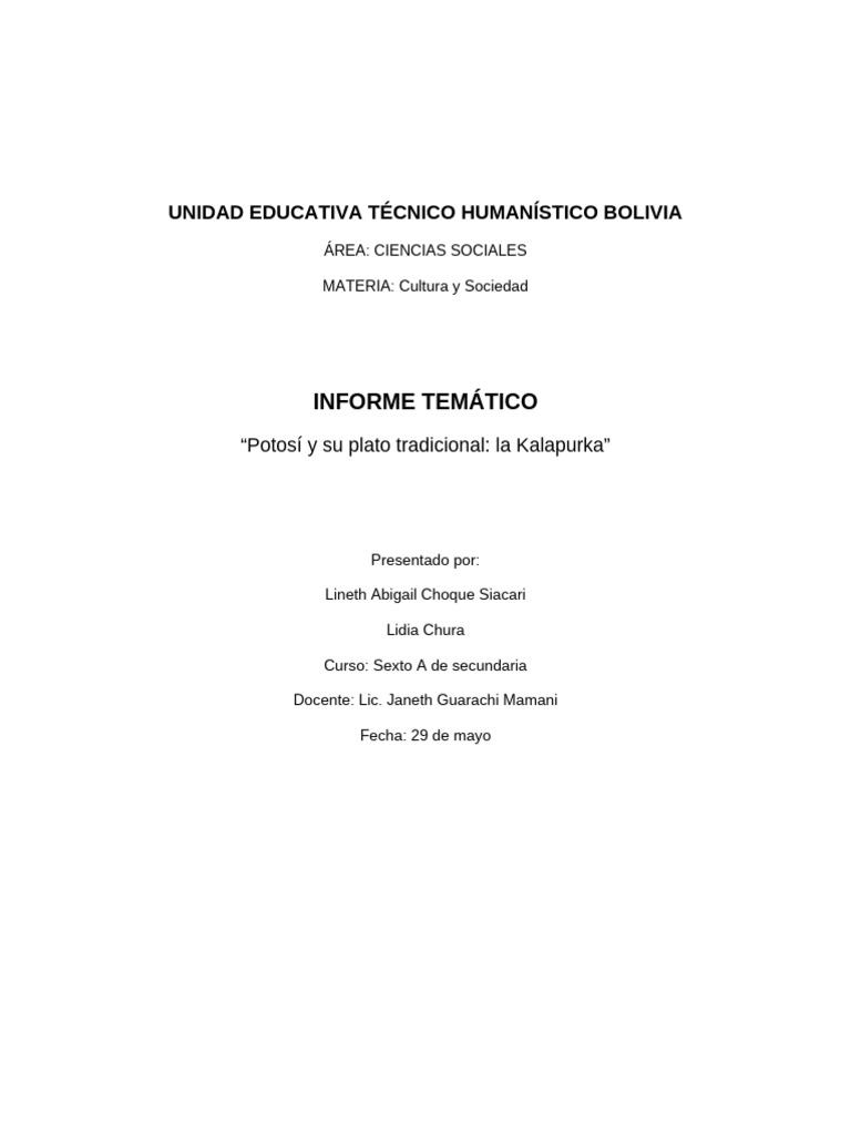 Kalapurka: Tradición y Origen Potosino | PDF | Bolivia | Maíz
