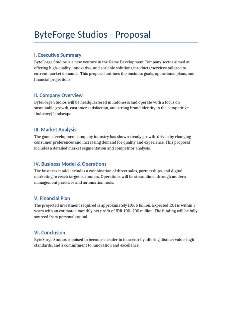 ByteForge Studios Proposal | PDF