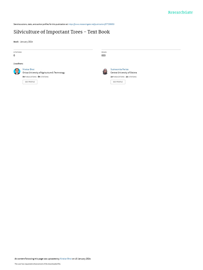Silviculture of Important Trees - Text Book: January 2024 | PDF