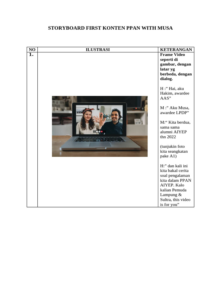Storyboard First Konten Ppan With Musa | PDF