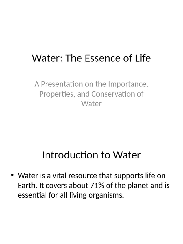 Water Presentation With Images | PDF
