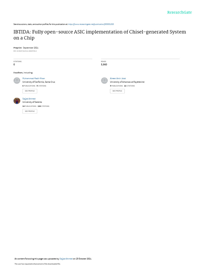 IBTIDA Fully Open-Source ASIC Implementation of CH | PDF | System On A Chip | Hardware ...