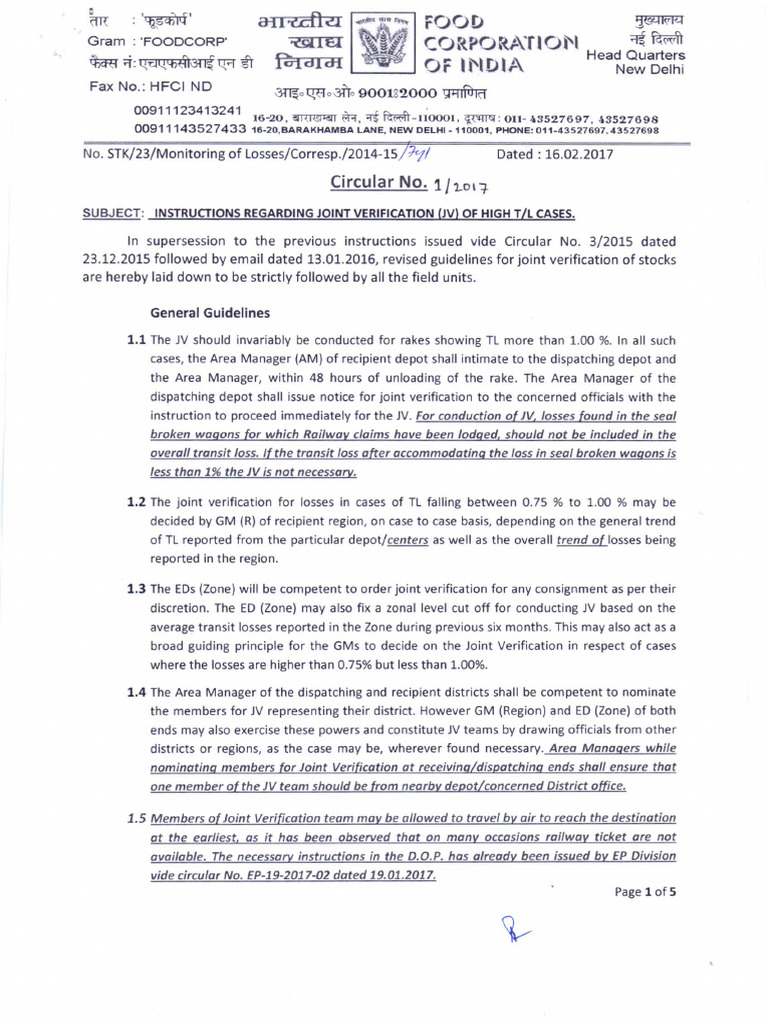 Revised Circular of JV | PDF