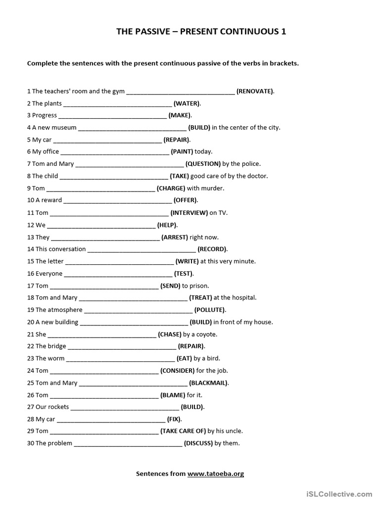 The Passive - Present Continuous 1 | PDF | Linguistic Typology ...