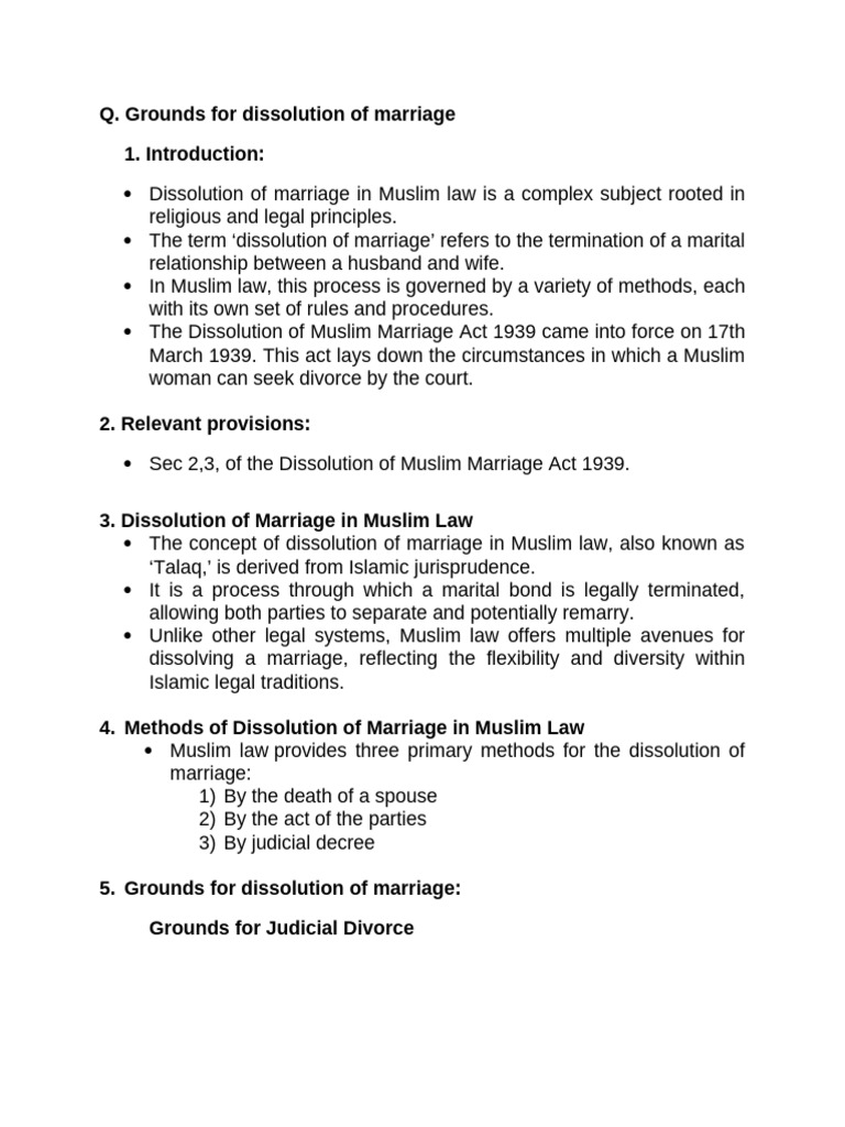 Grounds for Muslim Marriage Dissolution | PDF | Marriage | Divorce